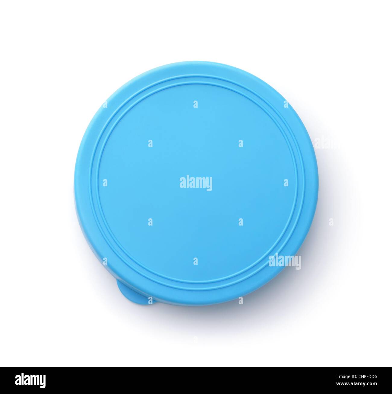 Top view of blue plastic round jar lid isolated on white Stock Photo ...