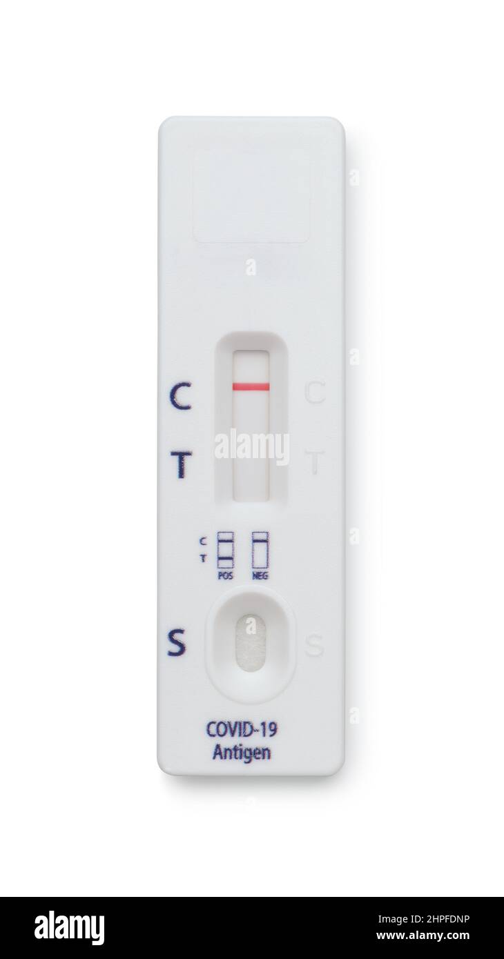 Front view of rapid COVID-19 antigen self test with negative result ...