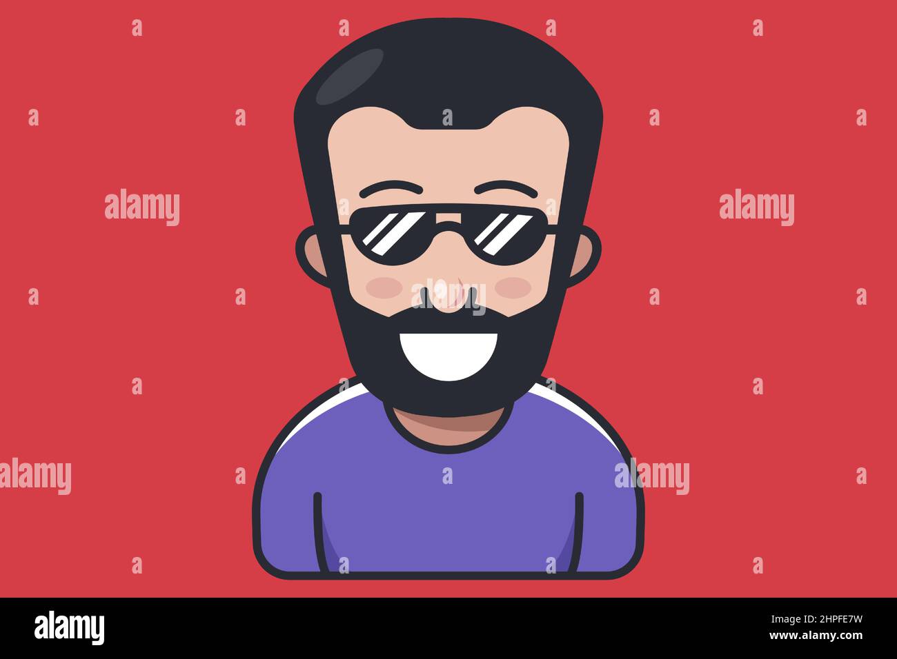 a man with a beard and in sunglasses. Flat character vector ...