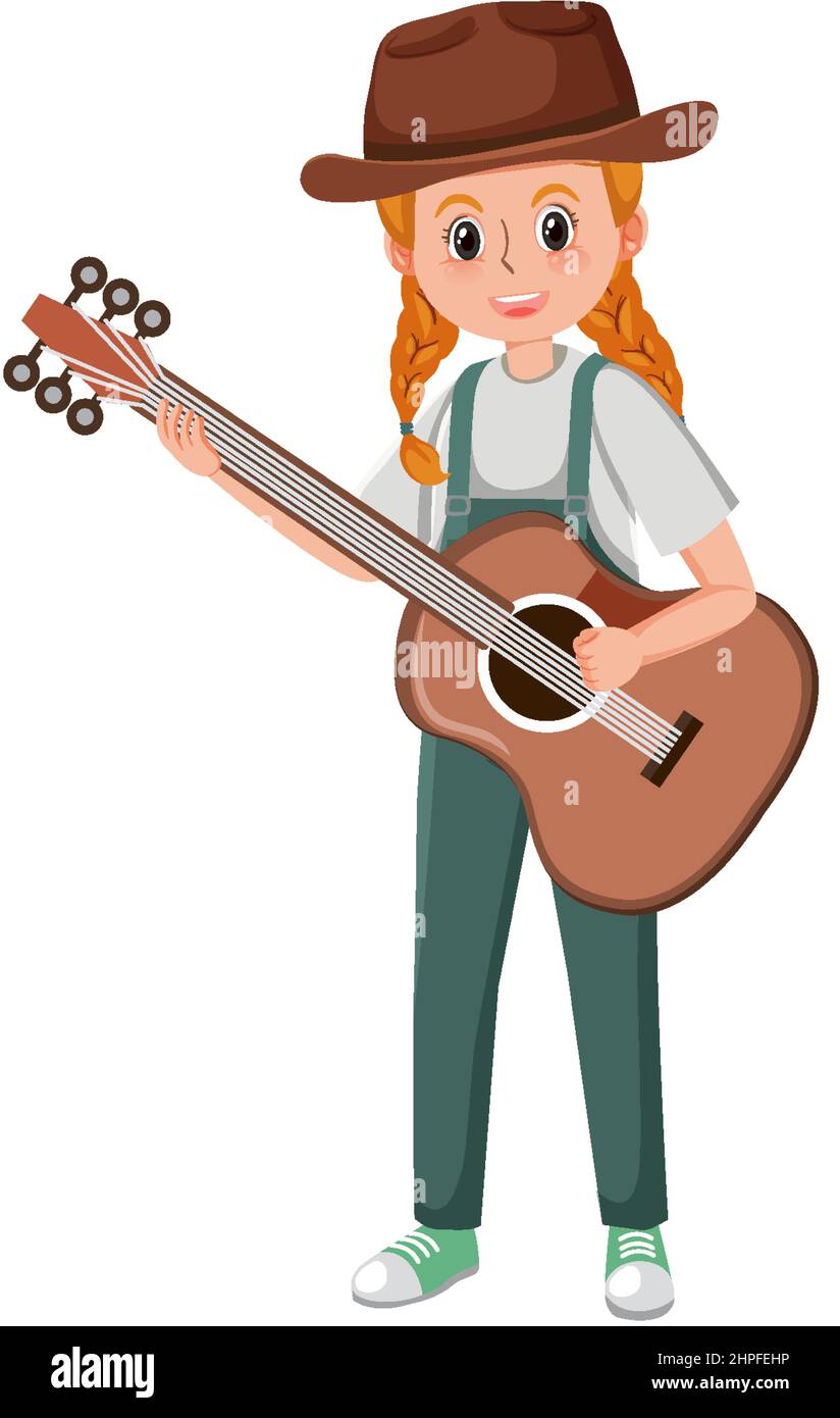 A female musician cartoon character on white background illustration ...
