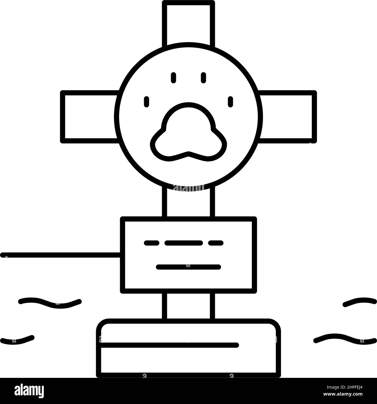 grave pet with cross line icon vector illustration Stock Vector Image ...