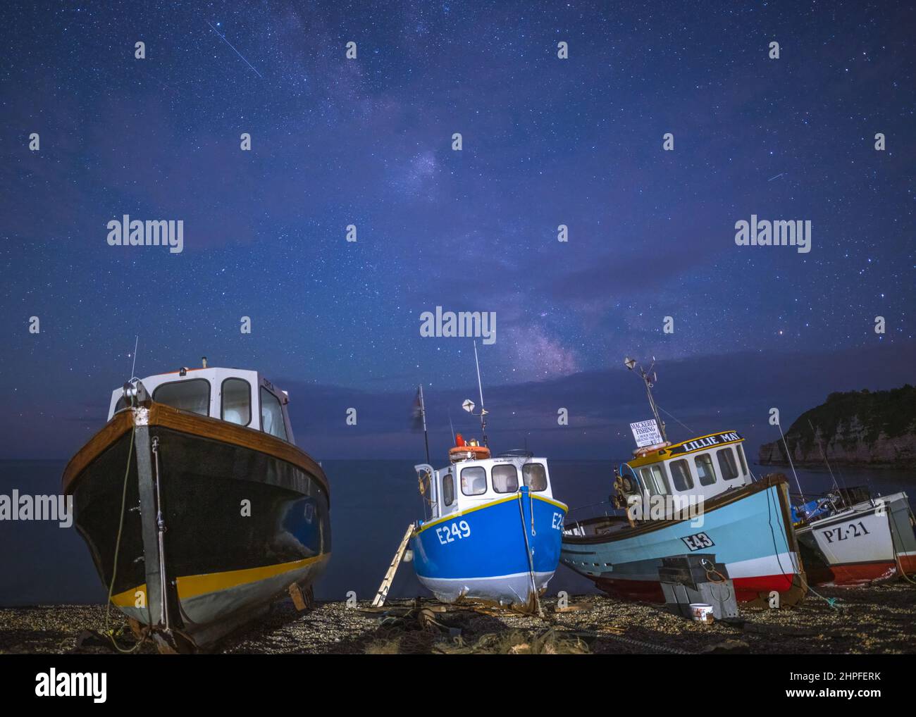 the Milky Way in the southern sky as seen from the seafront at Beer ...