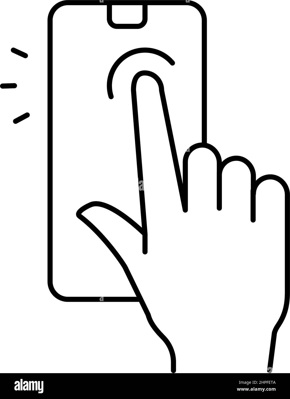 tapping with finger smartphone screen line icon vector illustration ...
