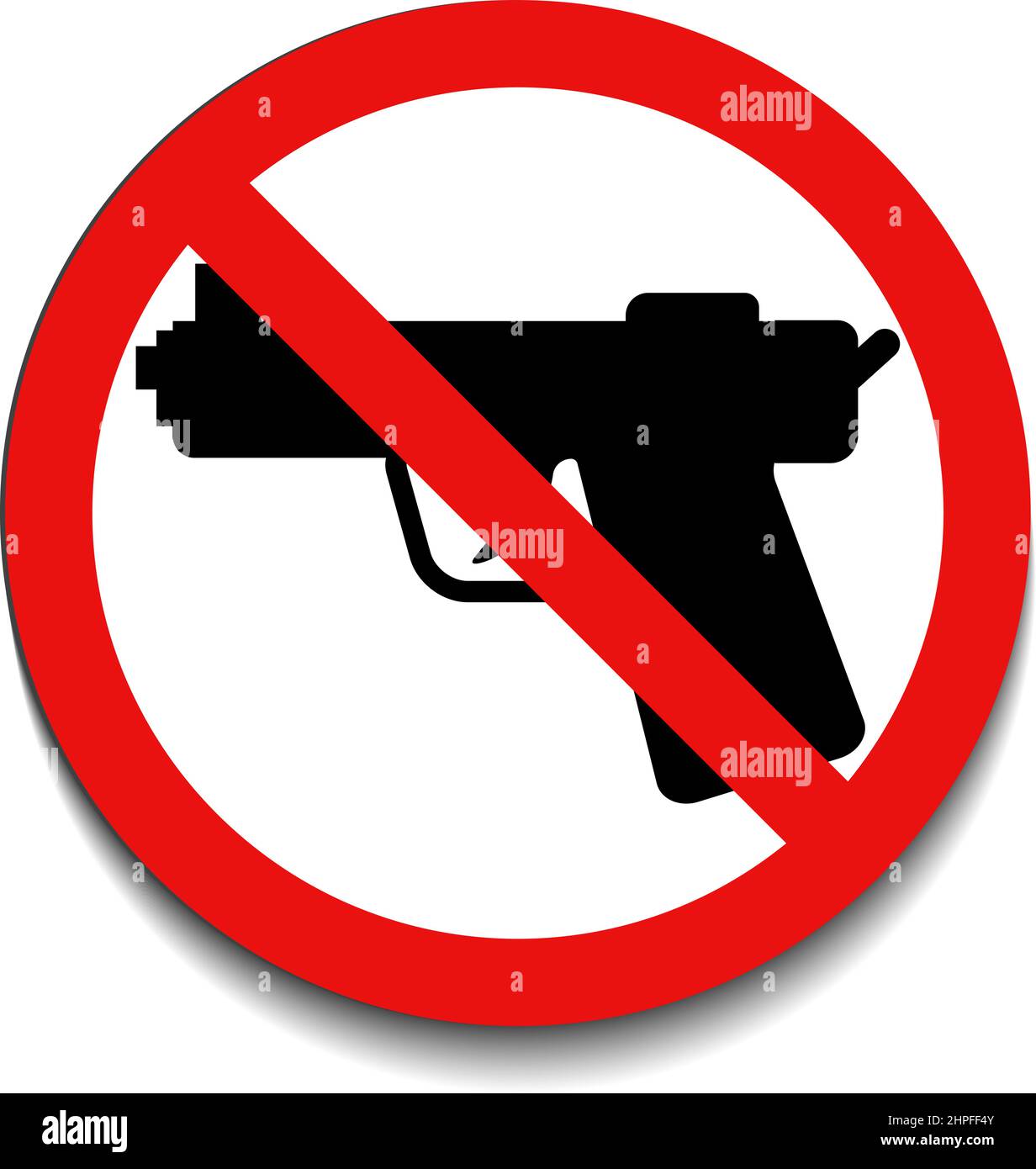 Weapon not allowed sign with red round crossed pistol on white ...