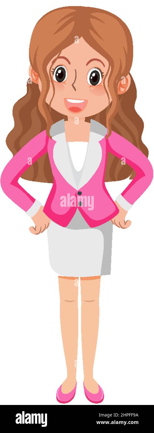 A secretary cartoon character on white background illustration Stock ...