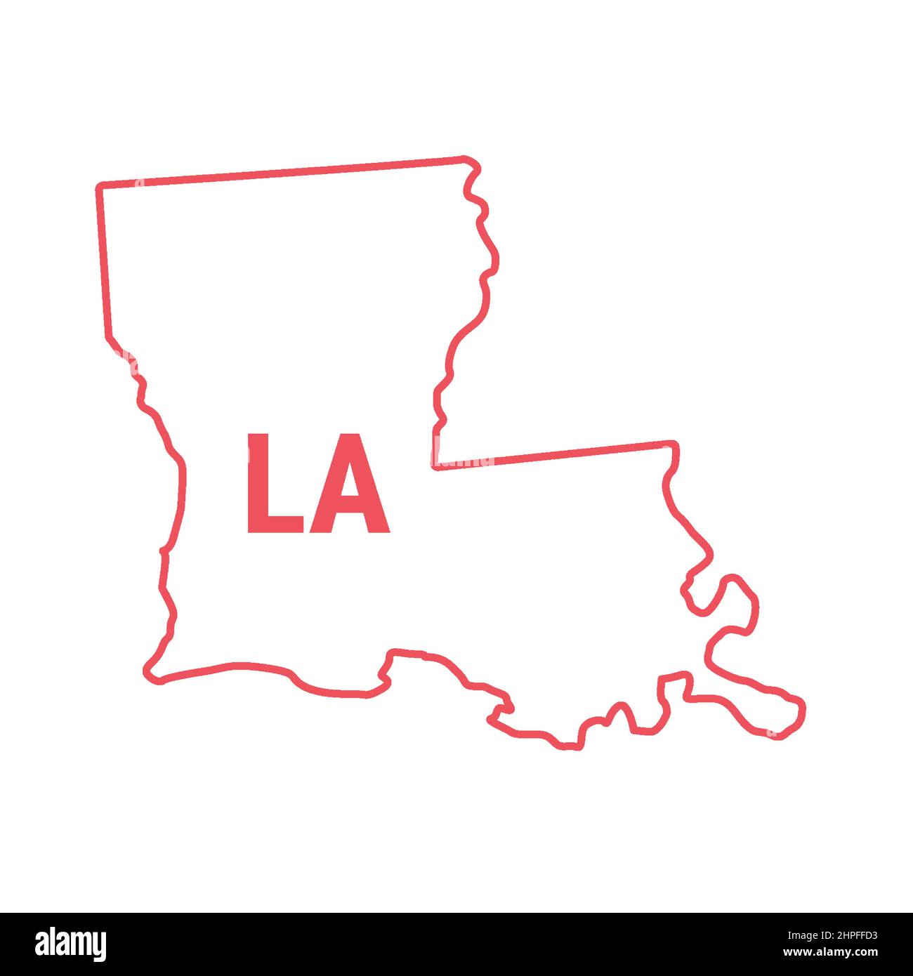 Louisiana US state map red outline border. Vector illustration isolated ...