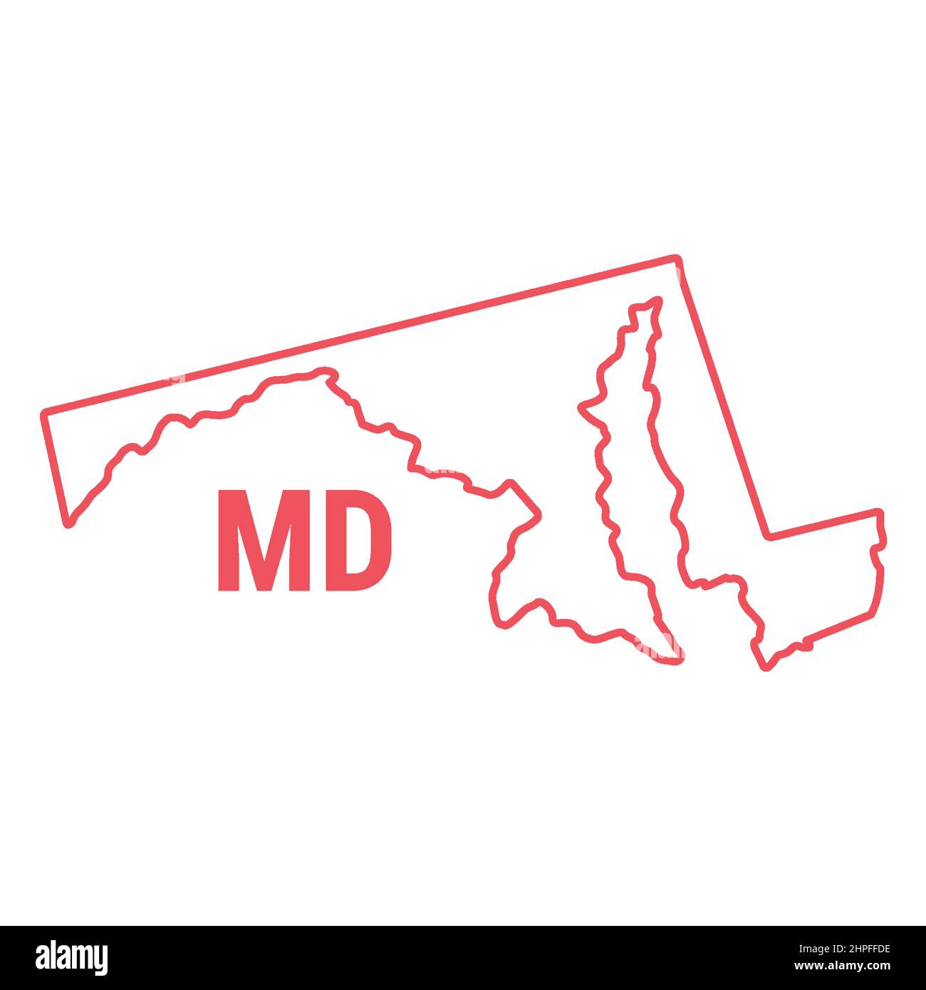 Maryland US state map red outline border. Vector illustration isolated ...
