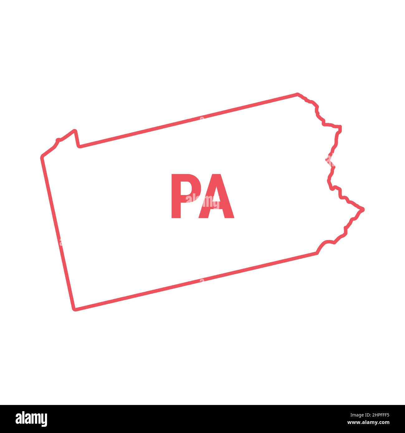 Pennsylvania US state map red outline border. Vector illustration ...
