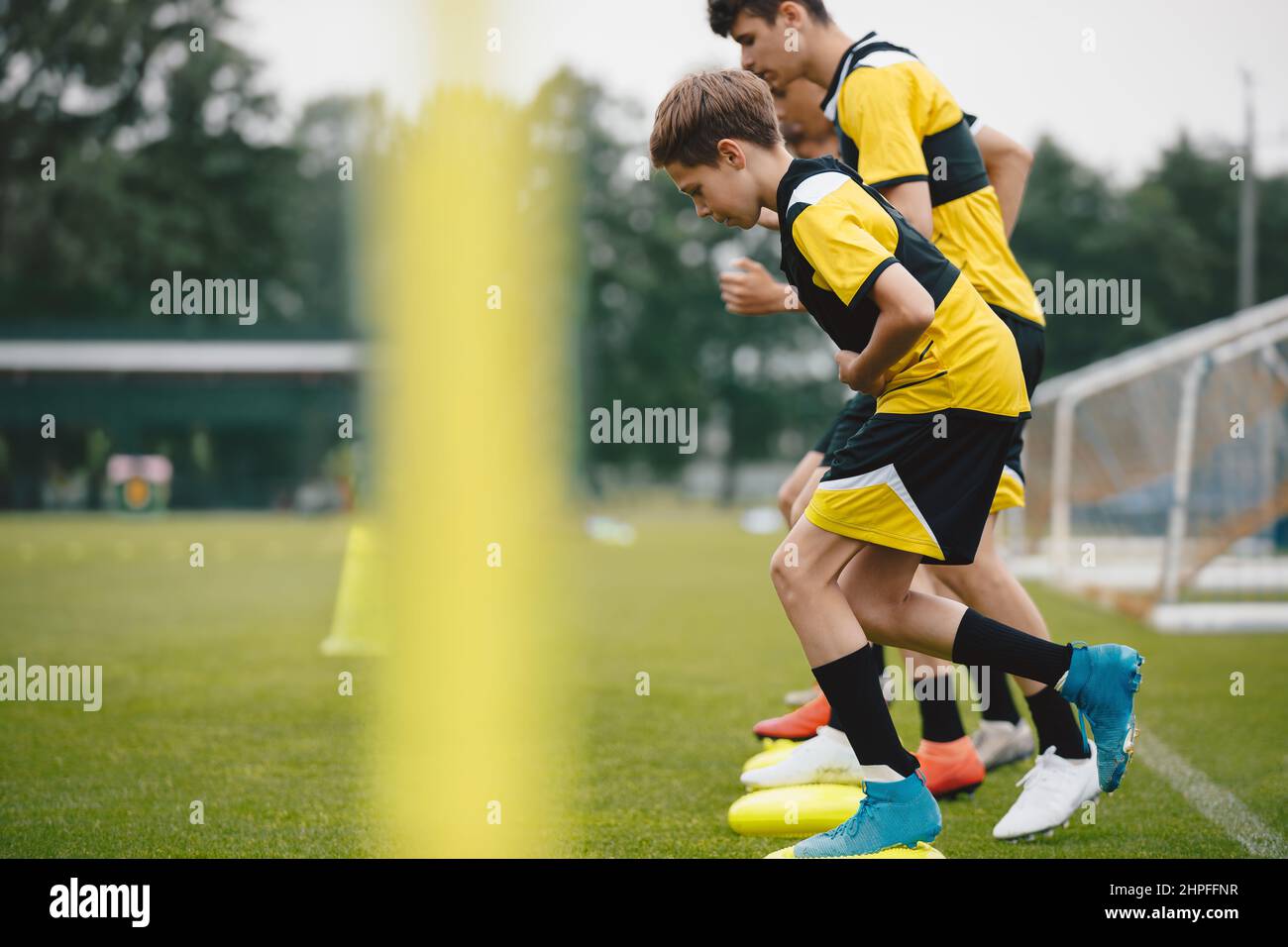 Sports Balance Training. Youths on Stability Soccer Training on Balance ...