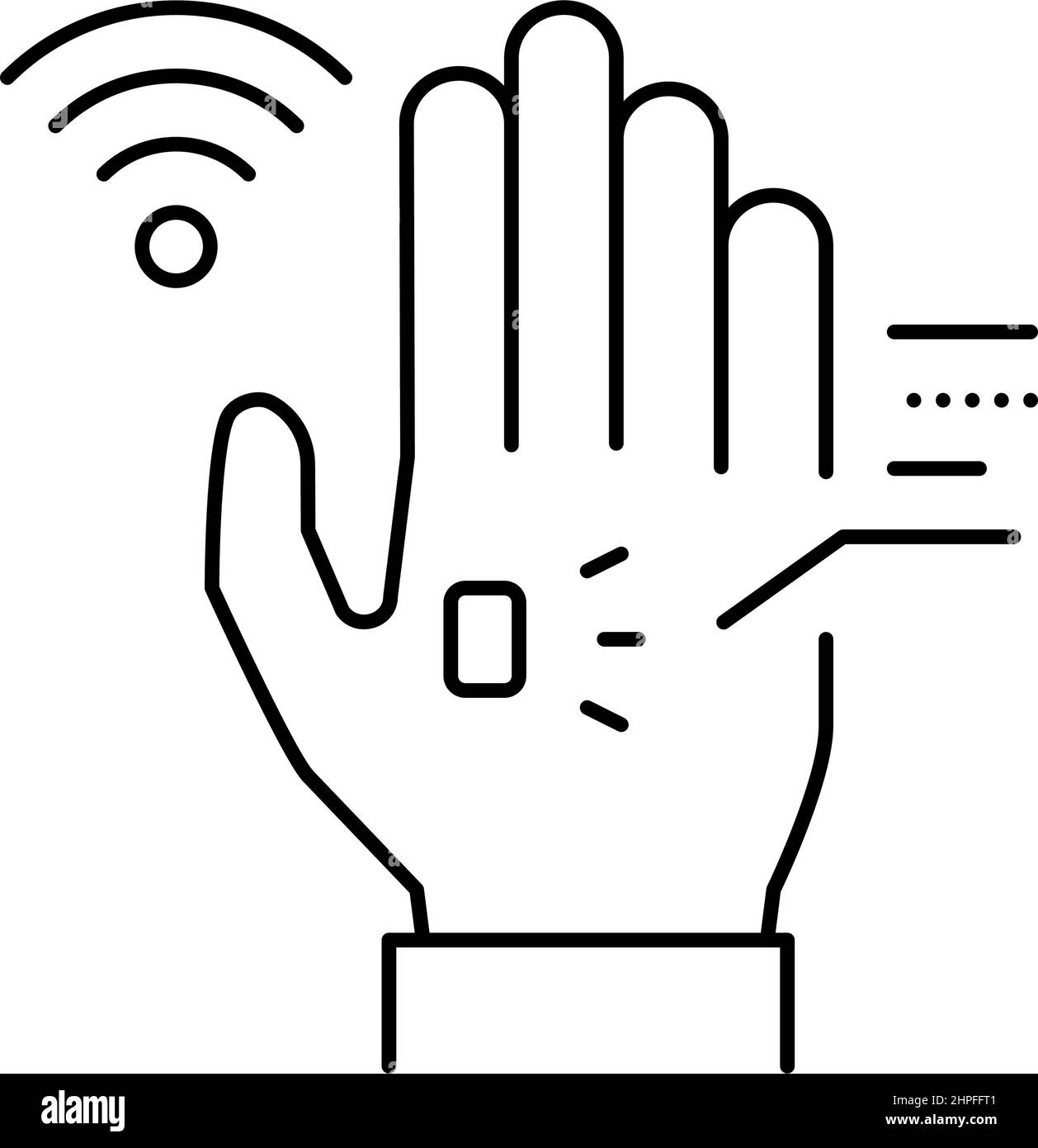 chip rfid in palm line icon vector illustration Stock Vector Image ...