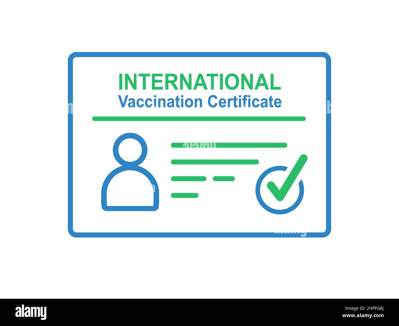 International vaccination certificate against covid-19 with check mark ...