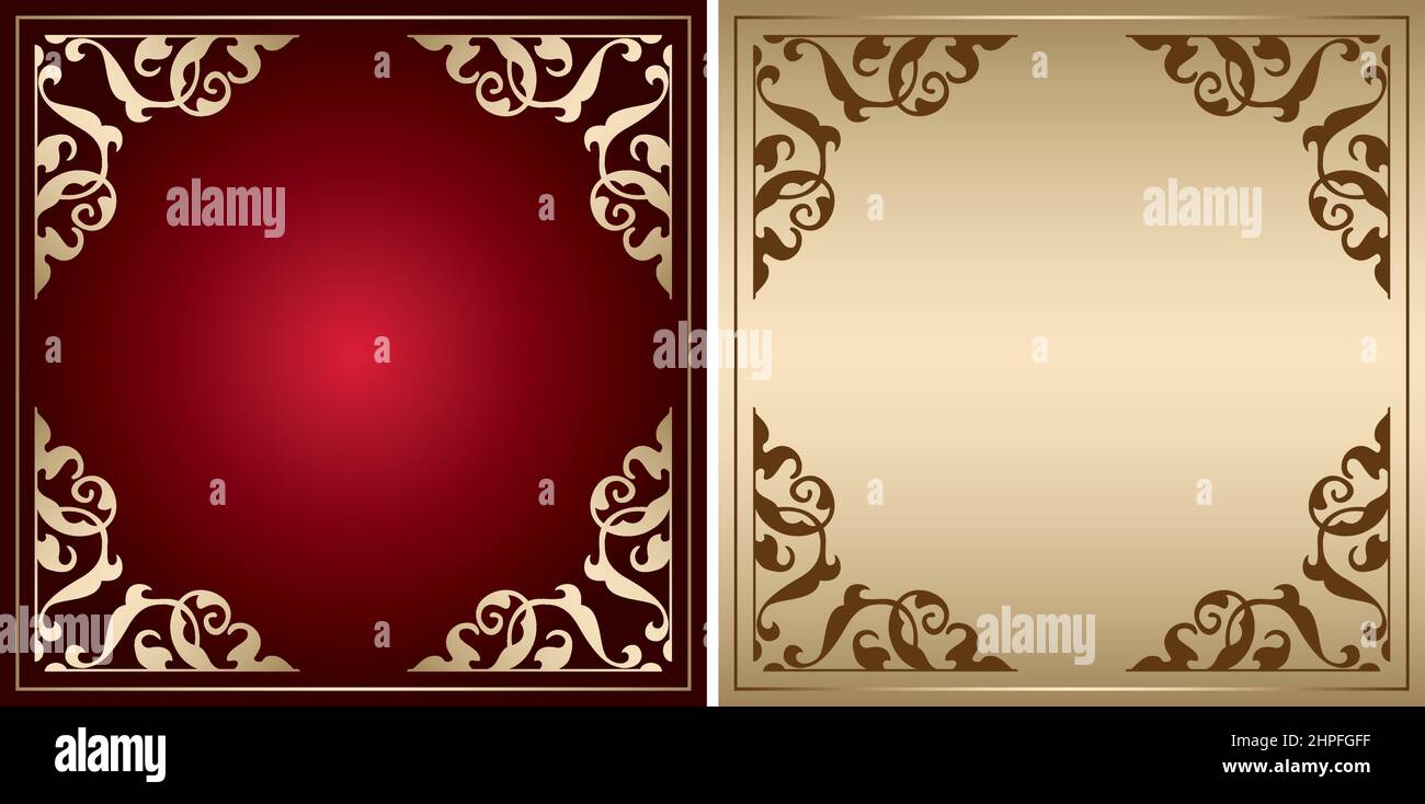 red and gold frames with vintage decorations - vector - eps 8 Stock ...