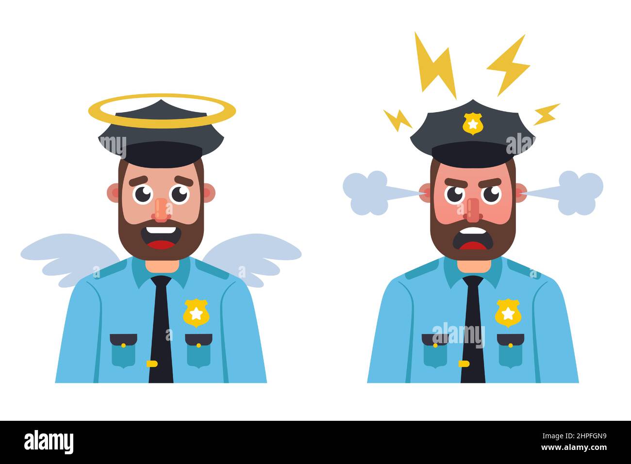 Bad good cop on a white background. Flat character vector illustration ...