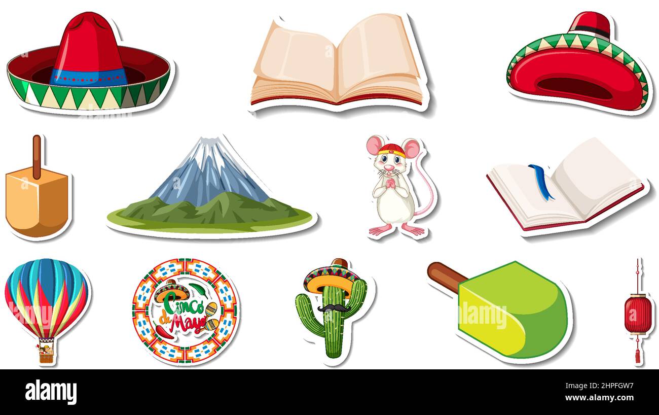 Set of different traditional objects illustration Stock Vector Image ...