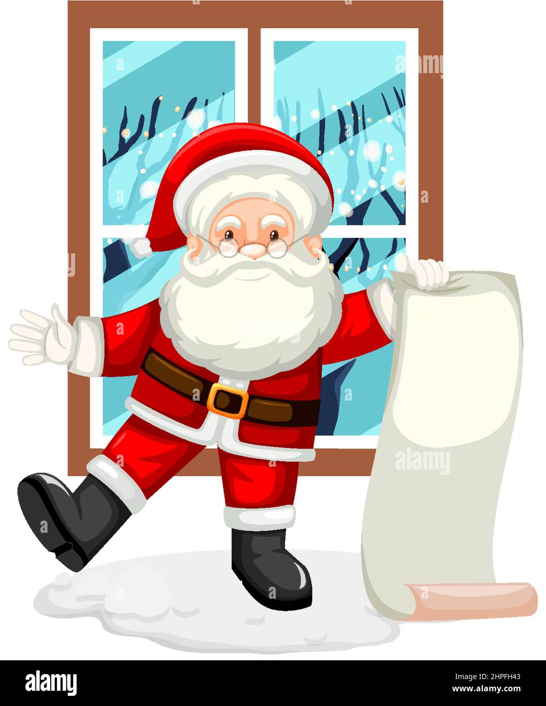 Santa with long list by the window illustration Stock Vector Image ...