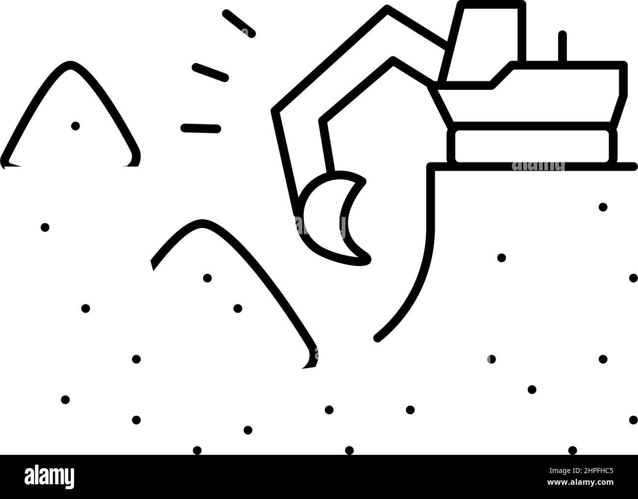 excavator excavate pit for pipeline construction line icon vector ...
