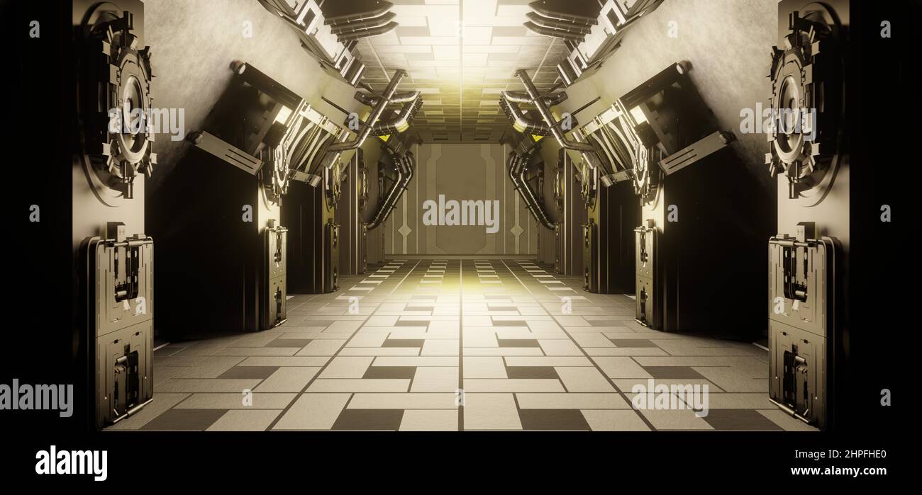 Surreal Technology Corridor Tunnel Revolutionary Dark Grey Colors ...