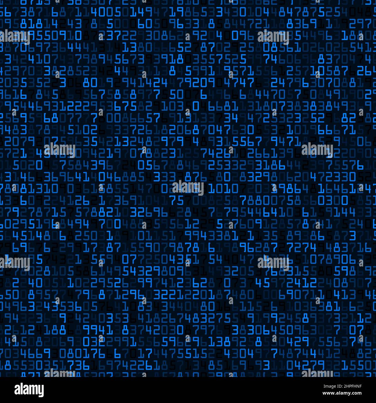 Random symbols seamless pattern. Blue numbers on black background Stock ...