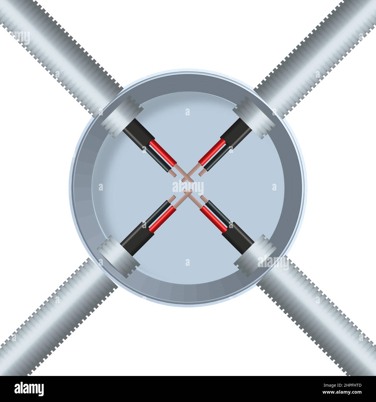 Pass-through box with a cable in a corrugated sleeve, 3D vector ...