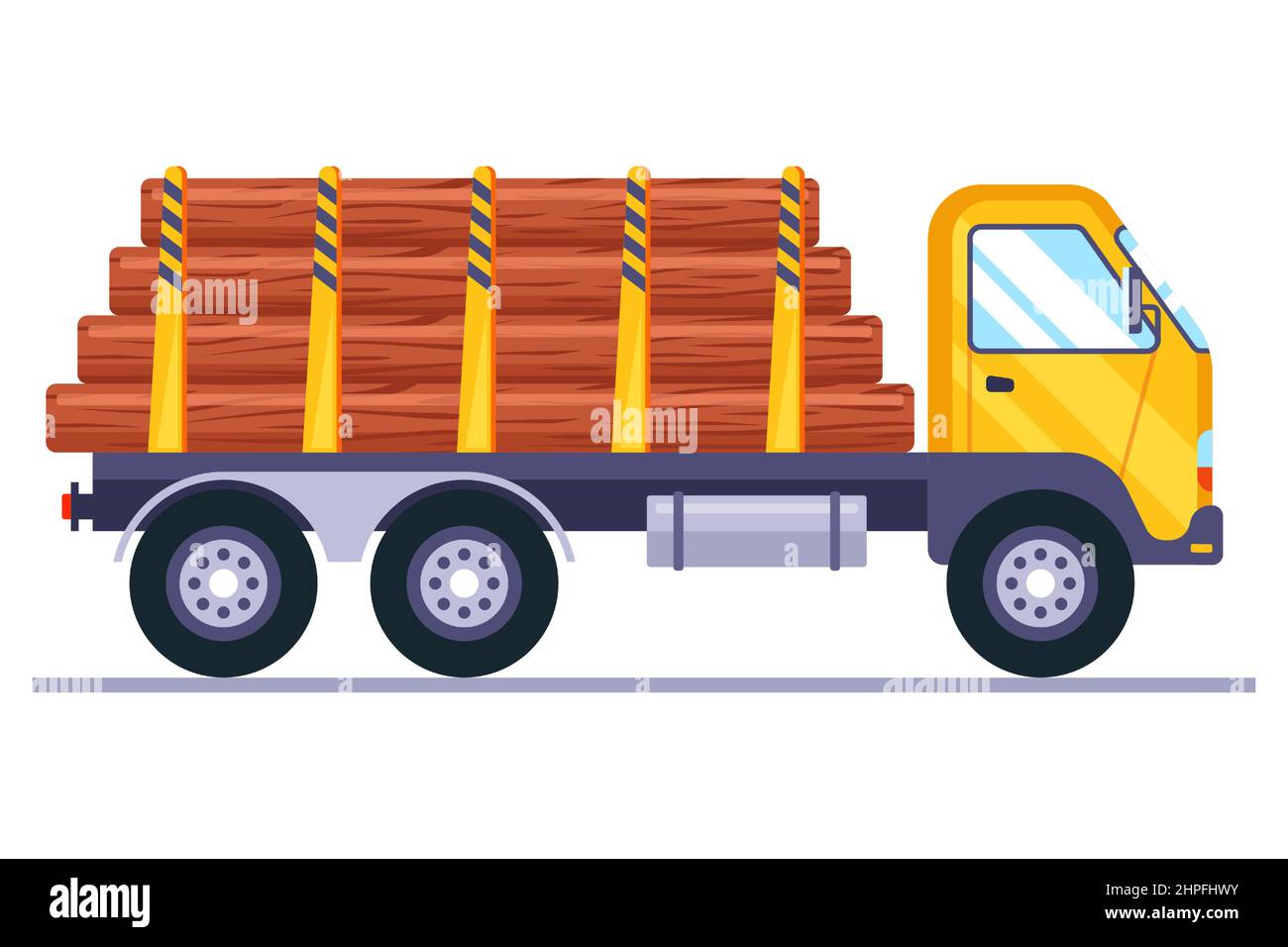 a big truck transports wood from a sawmill. flat vector illustration ...
