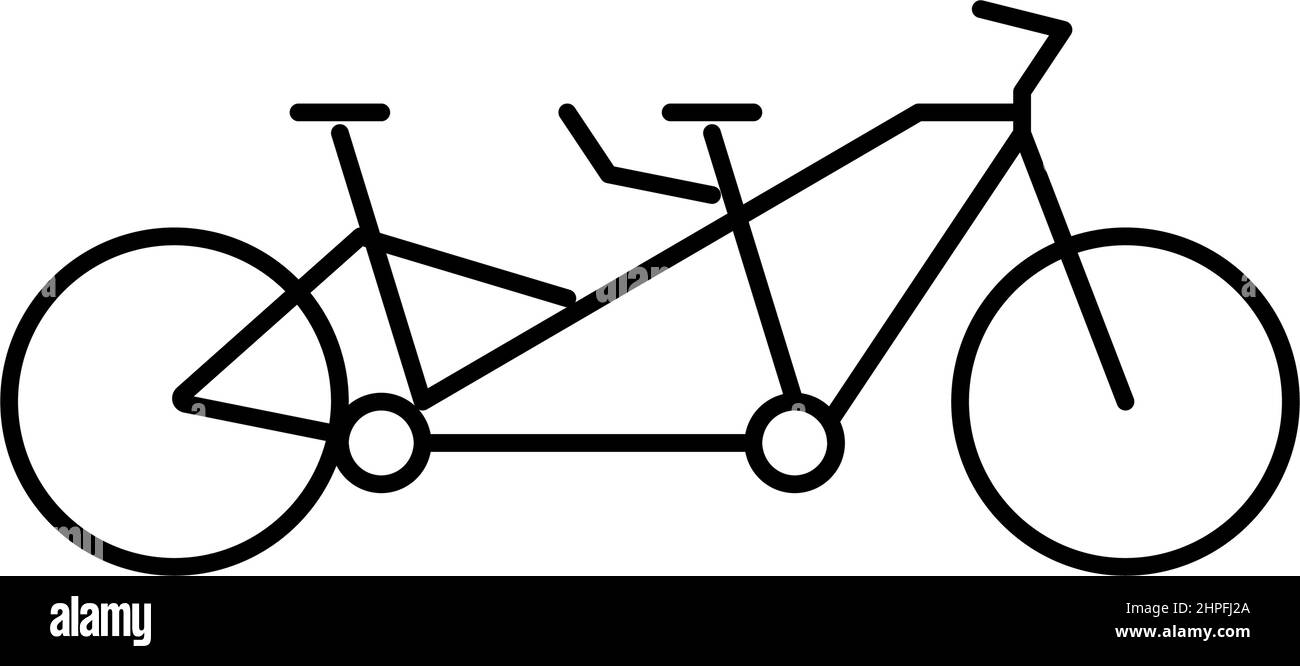 tandem bike bicycle for couple line icon vector illustration Stock ...