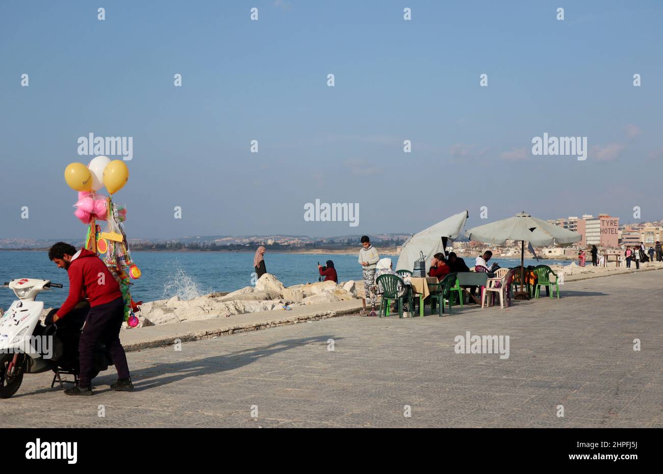 Tyr, Lebanon. 20th Feb, 2022. A view of the sea promenade, Tyr, Lebanon ...