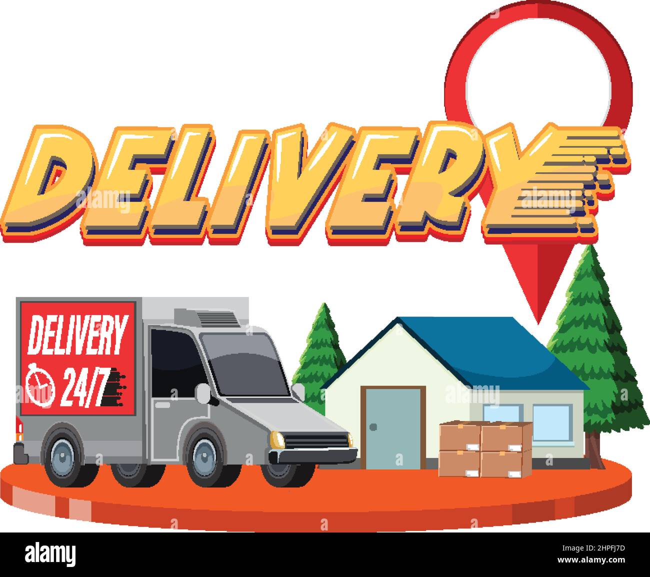 Delivery wordmark with panel van illustration Stock Vector Image & Art ...