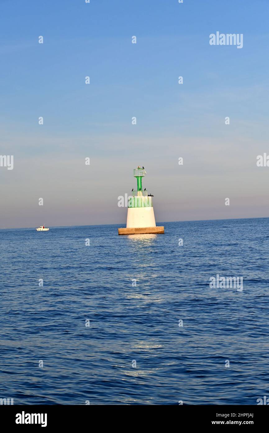 sea beacon in the mediterranean sea Stock Photo - Alamy