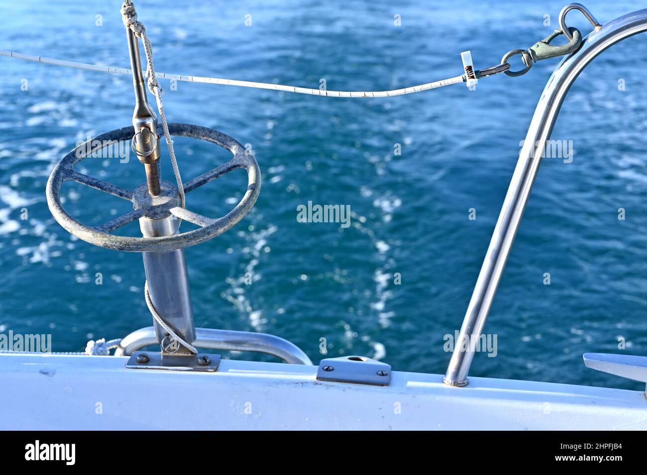 Sailboat. Backstay at the rear of the boat Stock Photo - Alamy