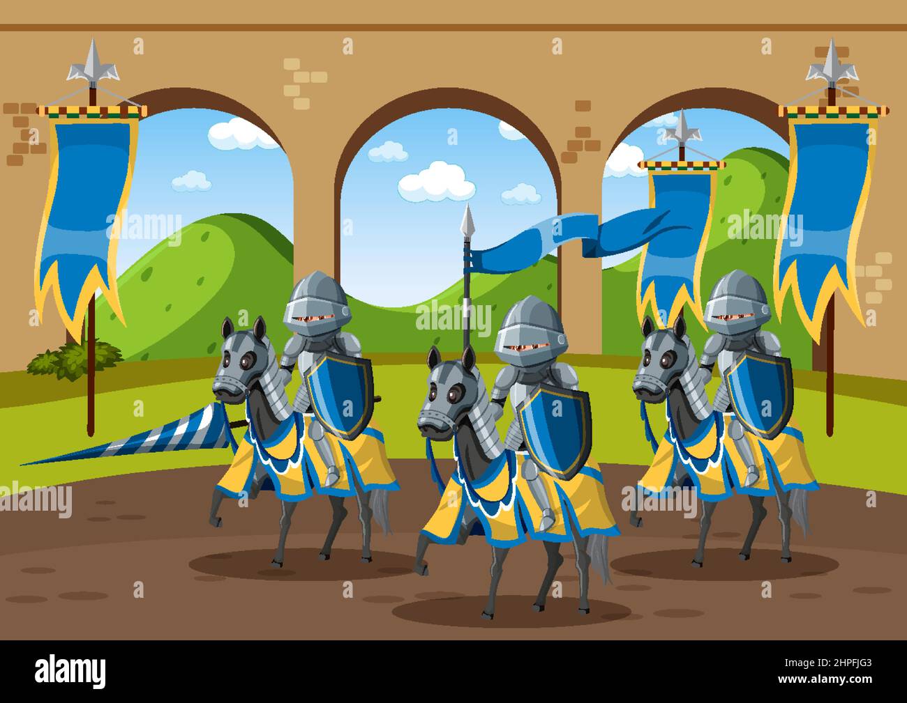 Medieval armoured knights group illustration Stock Vector Image & Art ...