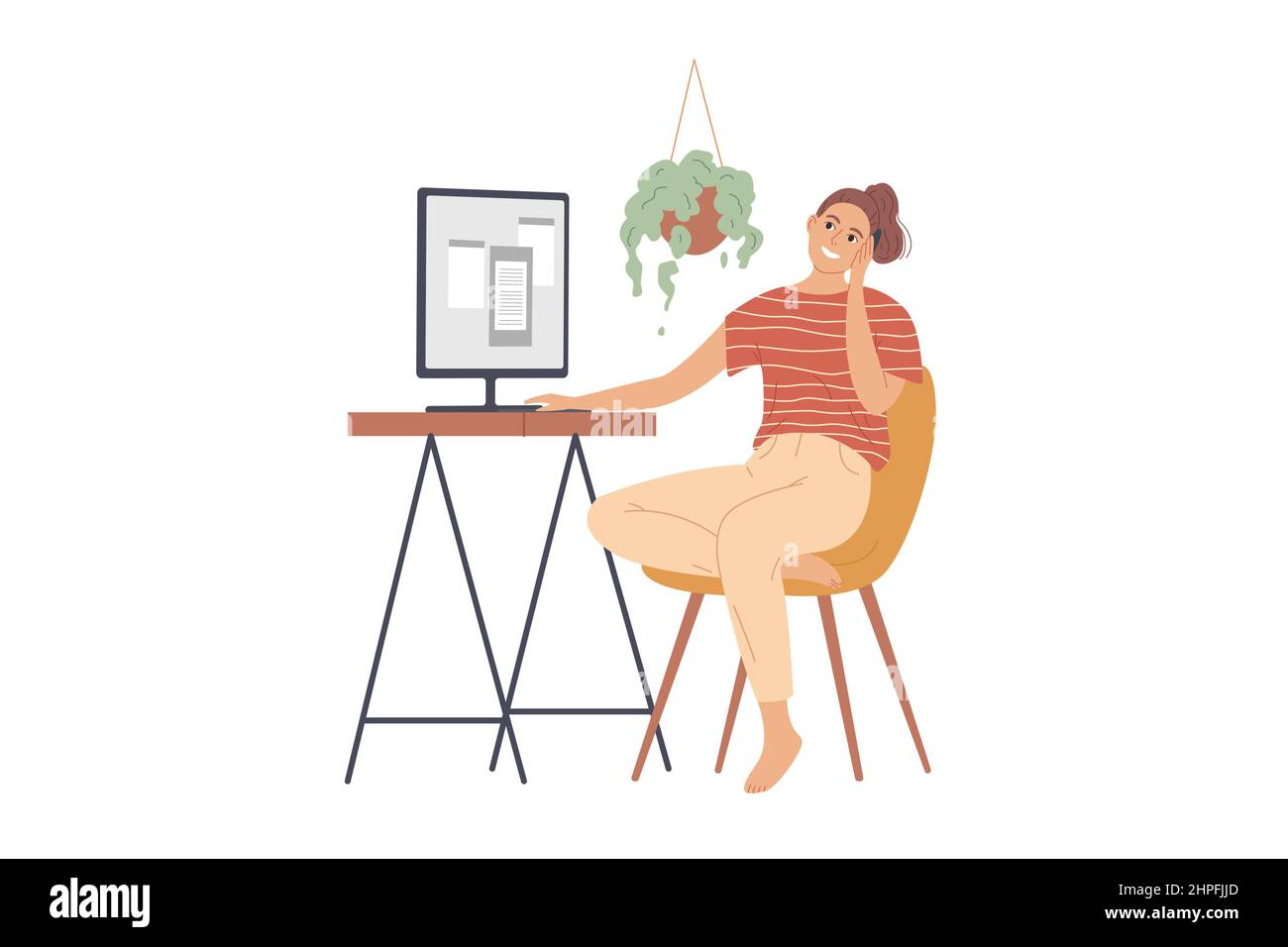 Phone laptop woman in Cut Out Stock Images & Pictures - Alamy