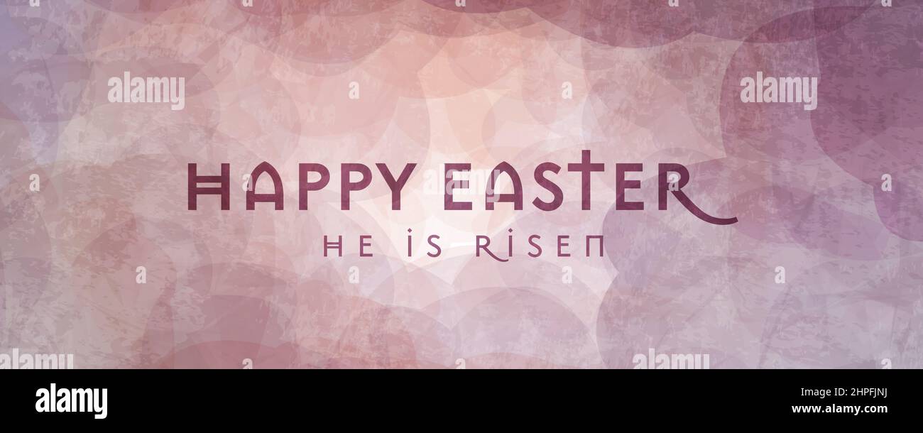Happy Easter and He Is Risen in wide banner format. Abstract pink ...