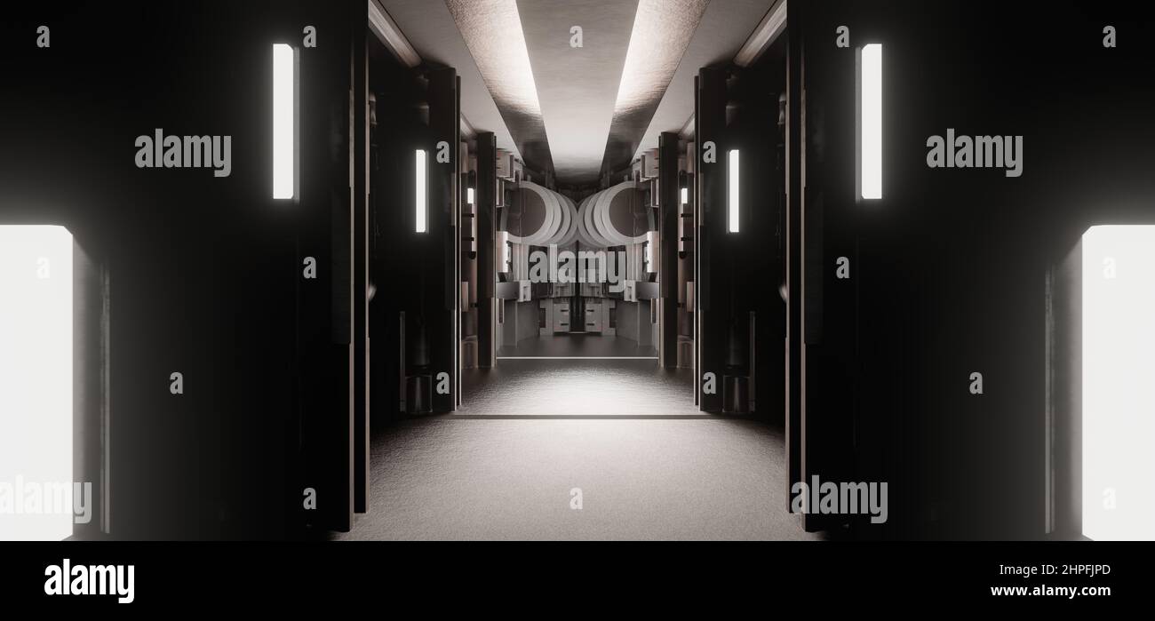 Extraterrestrial Cyber Virtual Reality Futuristic Industrial Room ...