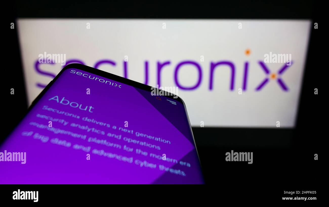 Mobile phone with website of American software company Securonix Inc ...