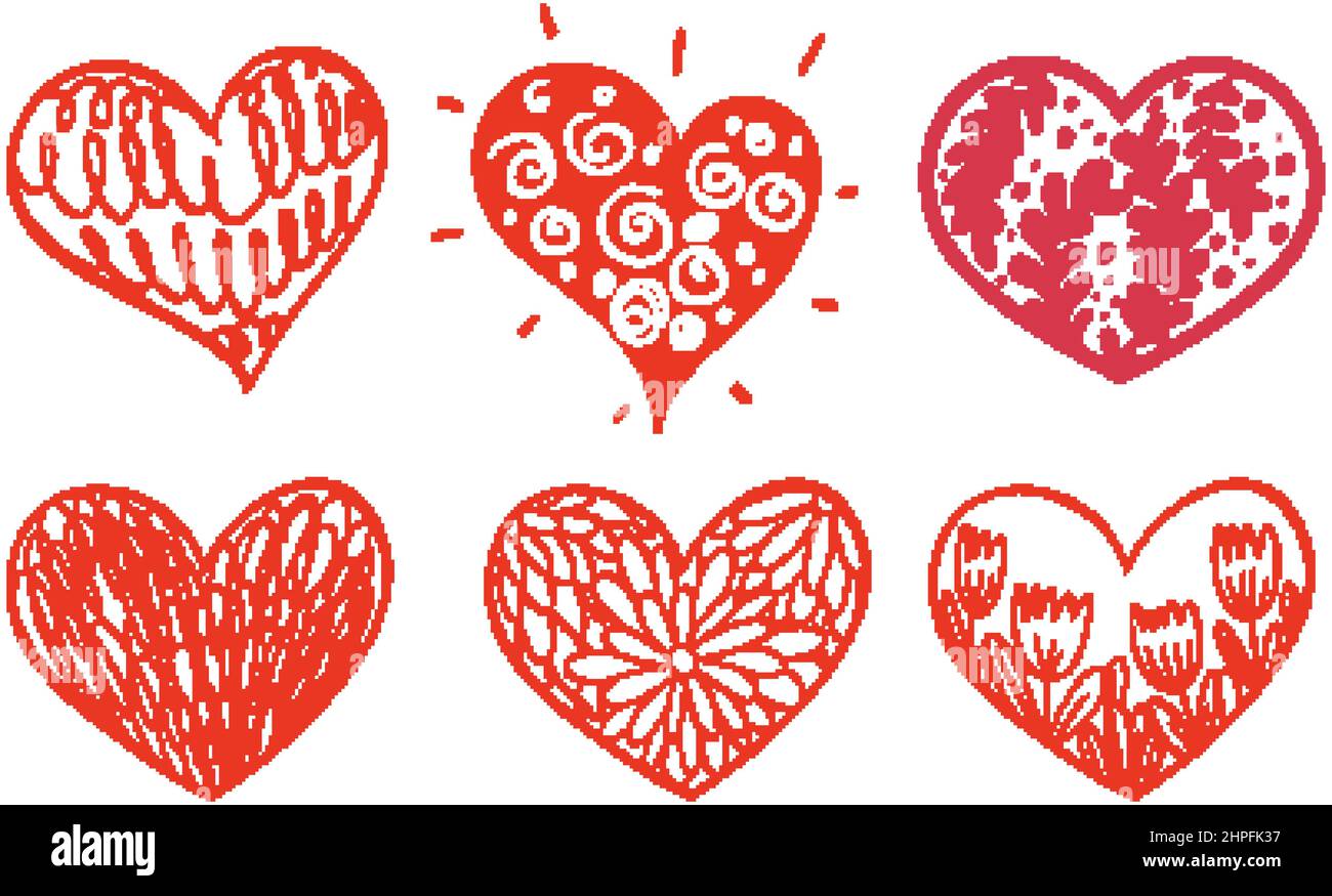 Set of different hand drawn hearts illustration Stock Vector Image ...