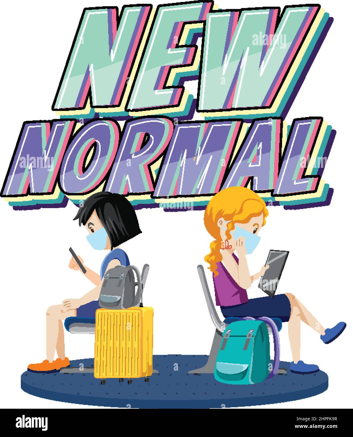 New Normal typography design with passengers illustration Stock Vector ...
