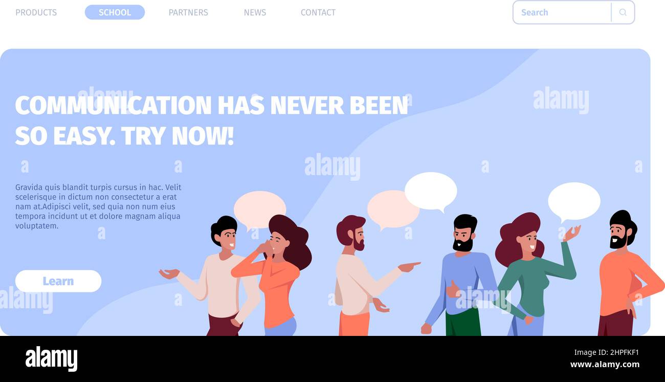 Business dialogue landing. Happy people handshake and talking friends ...