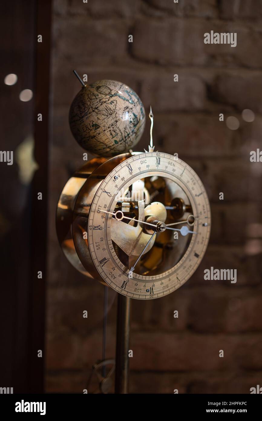 Antique and Precious Golden Clock with Rotating Earth Globe Stock Photo ...