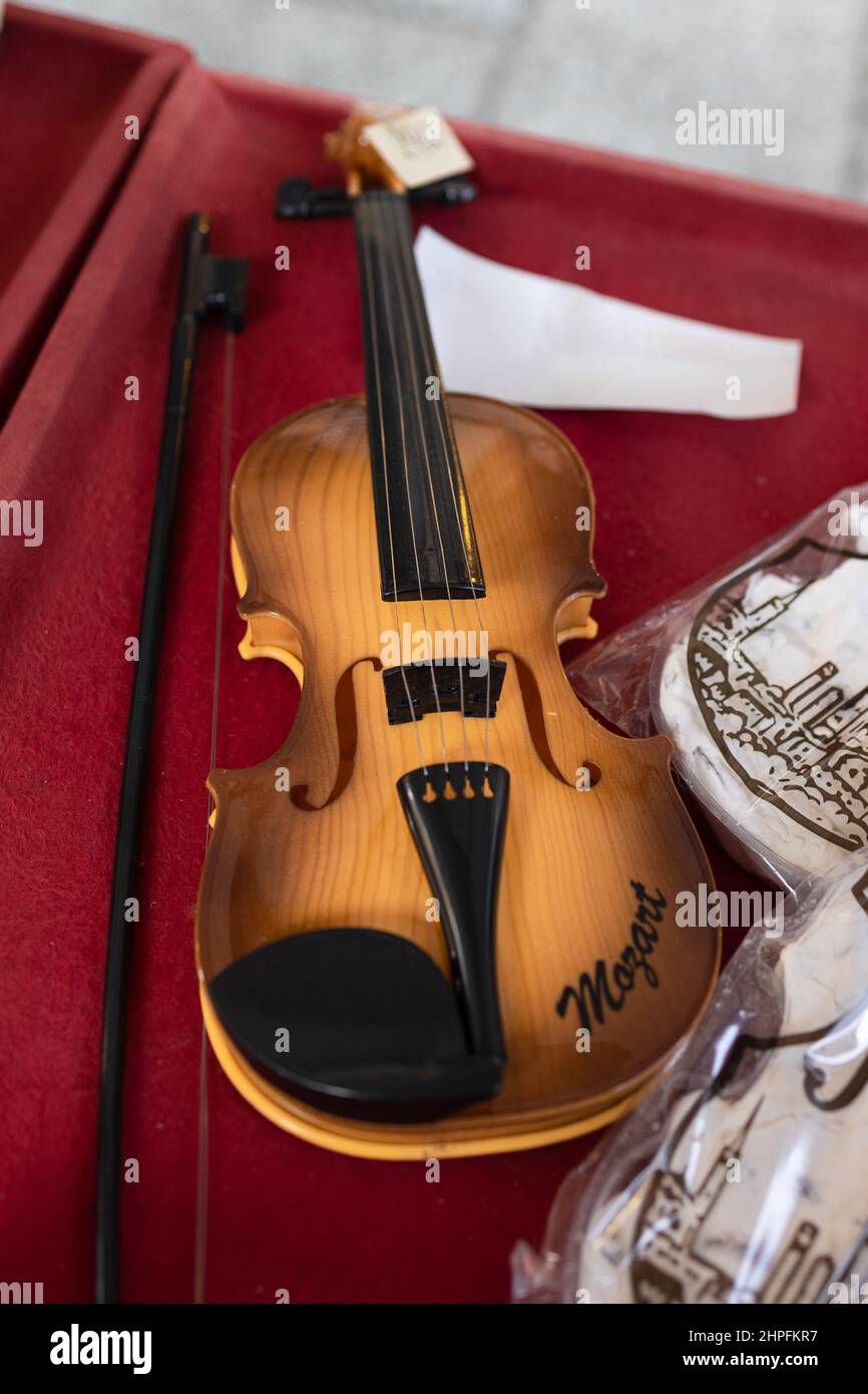 Small Miniature Violin with its Stick Stock Photo - Alamy