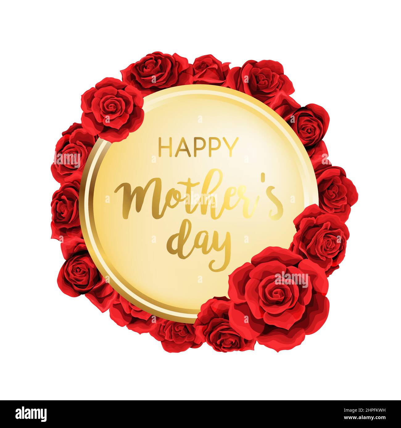 Mothers day Red rose flowers circle frame design element vector ...