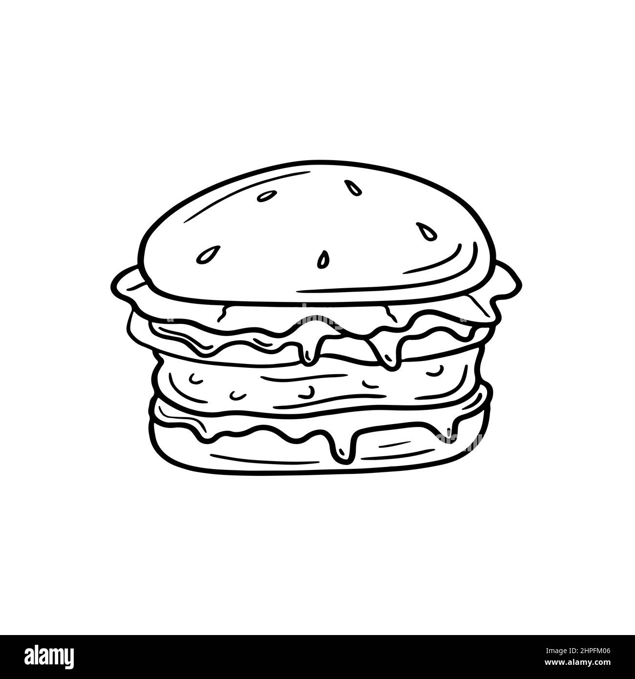 Hand drawn vector illustration of hamburger icon in sketch style. Cute ...