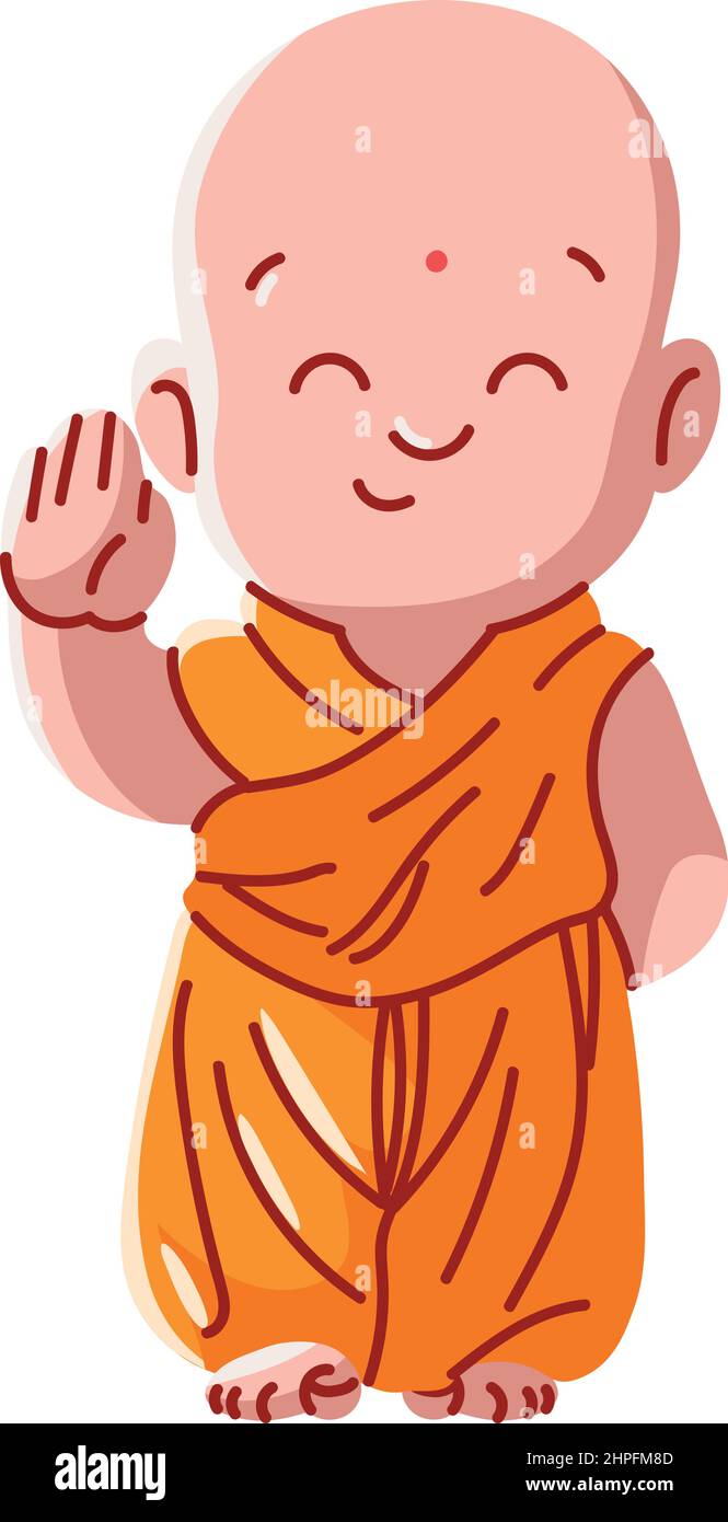 cute monk waving hand Stock Vector Image & Art - Alamy