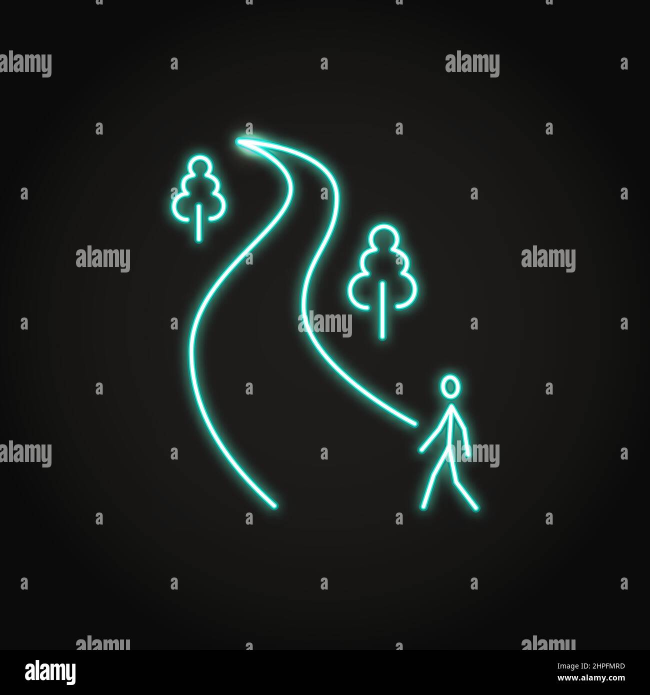 Neon take a walk icon in line style. Walking person on a footpath ...