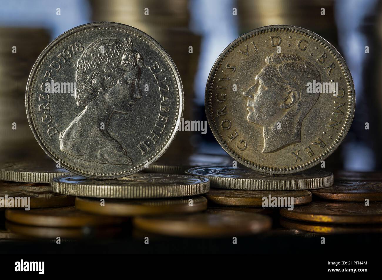 Queen Elizabeth II King George VI Coins Side by Side Stock Photo - Alamy