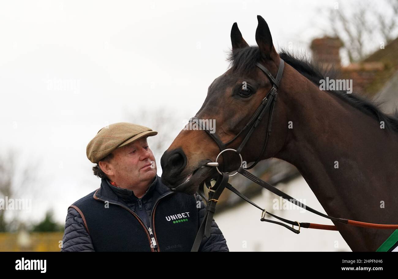 Nicky Henderson and Epatante during the visit to Nicky Henderson's yard ...