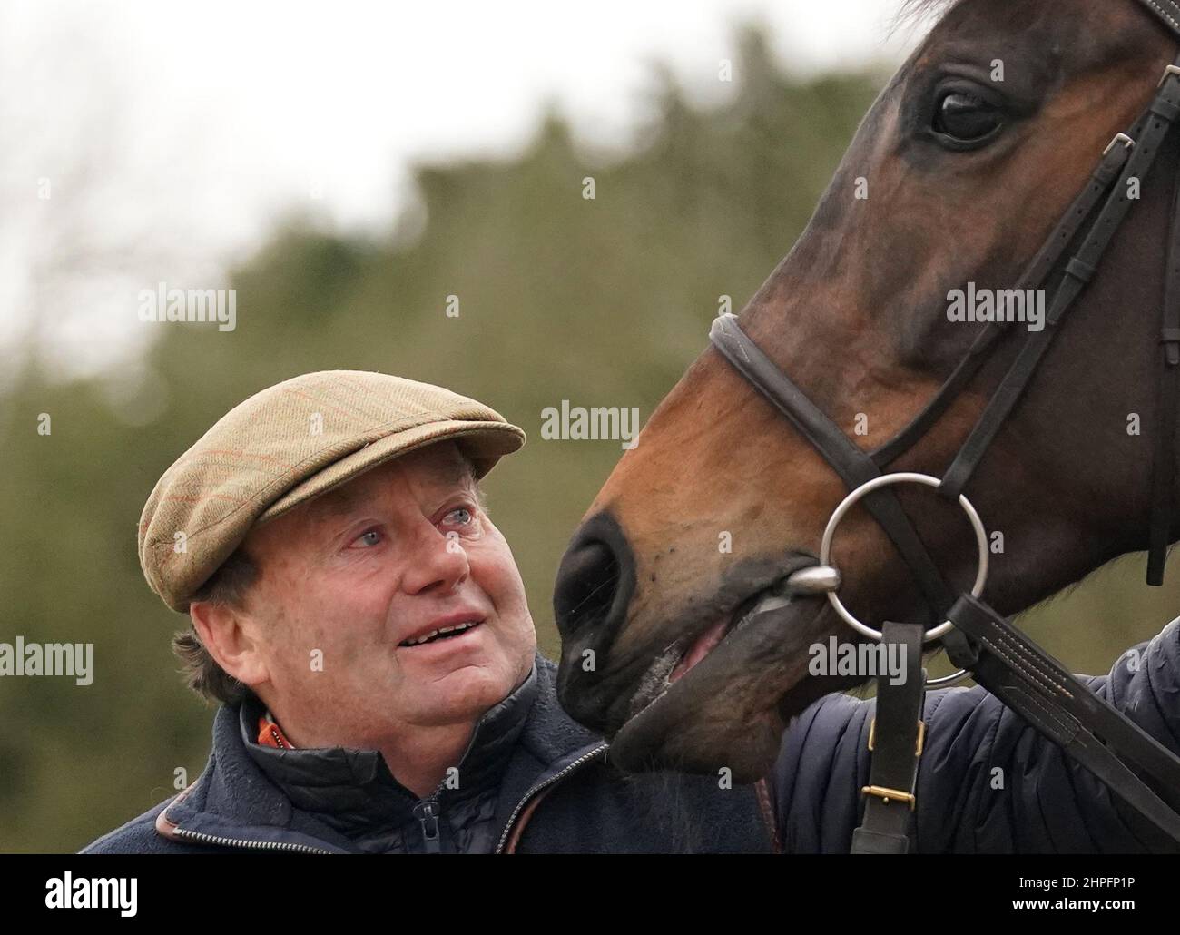 Nicky Henderson and Epatante during the visit to Nicky Henderson's yard ...