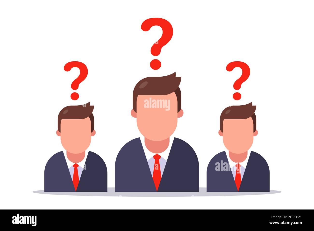 anonymous man in a business suit. question mark on the face. flat ...