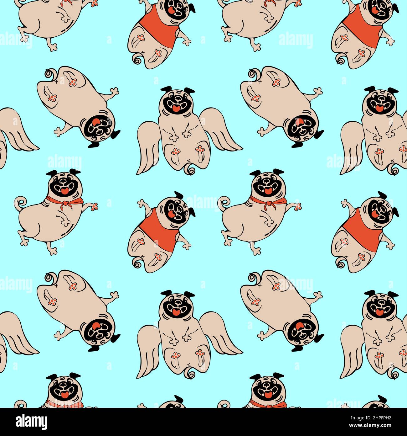 Pug blue background Stock Vector Images - Alamy