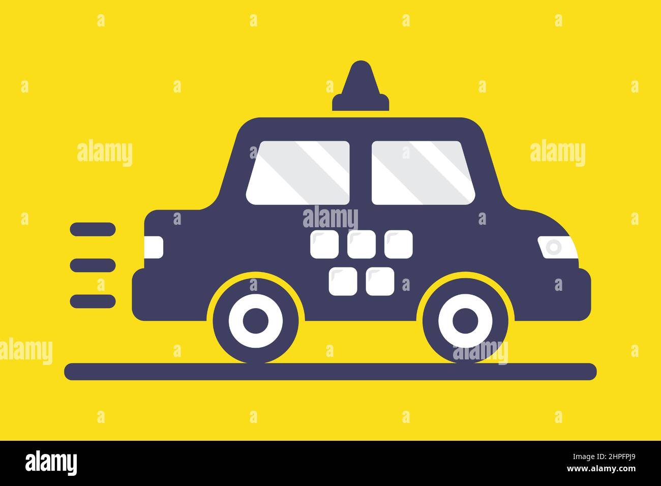 taxi icon on yellow background. fast passenger delivery. flat vector ...