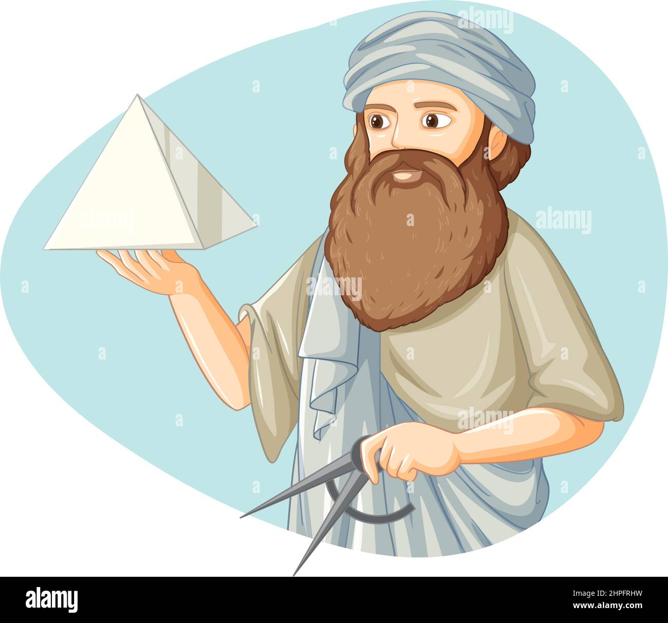 Pythagoras cartoon character on white background illustration Stock ...